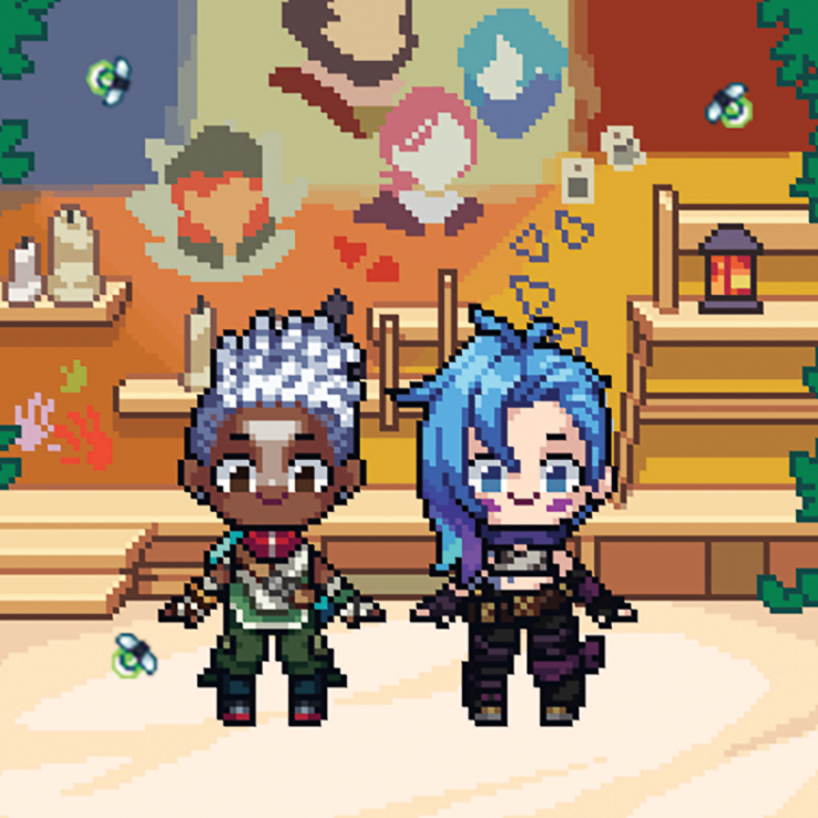 Timebomb Present – Jinx & Ekko Arcane Inspired Pixel Art Print – LitPins&Co